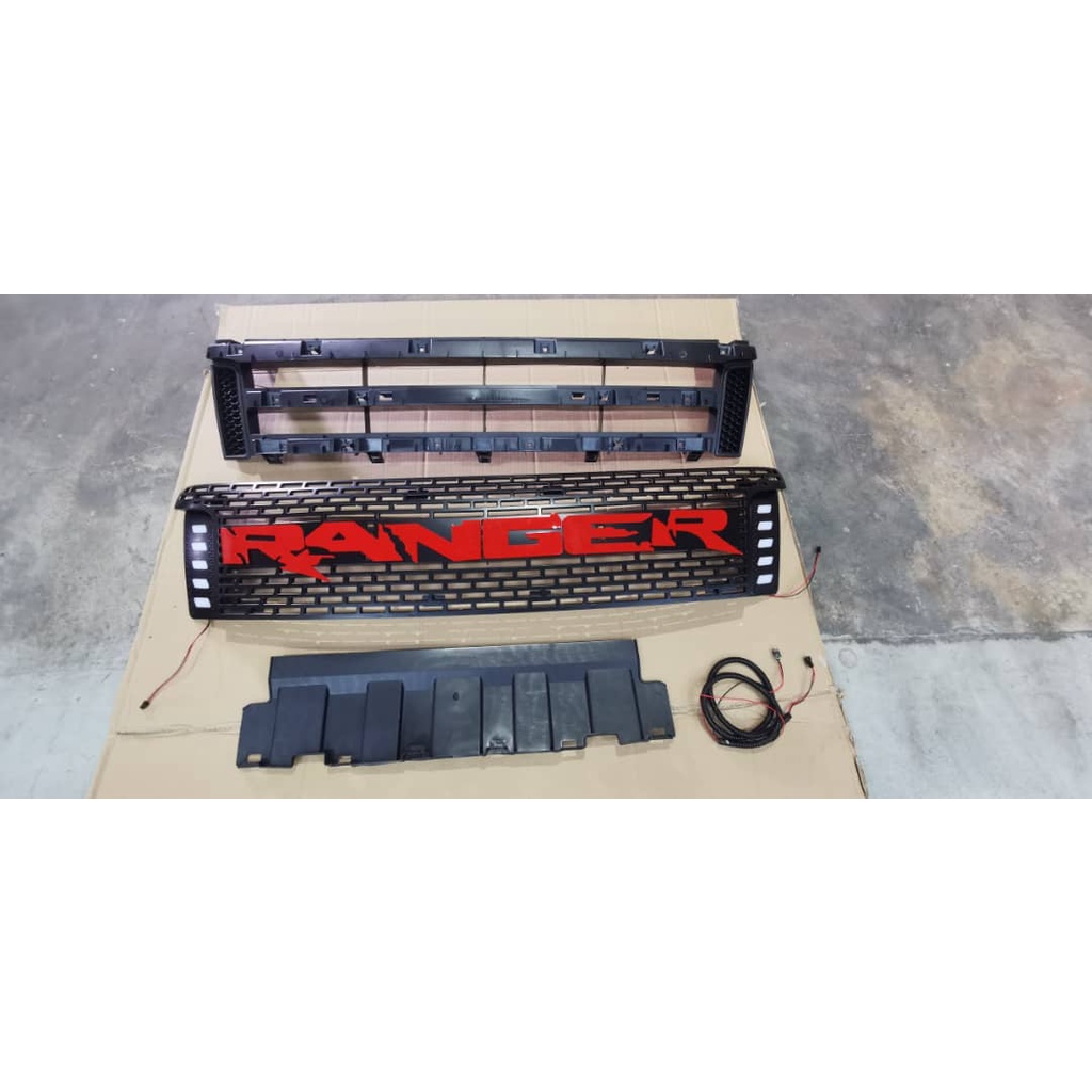 Ford Ranger T6 Front Grill LED Red Black Logo 2012 2013 2014 Grill ...