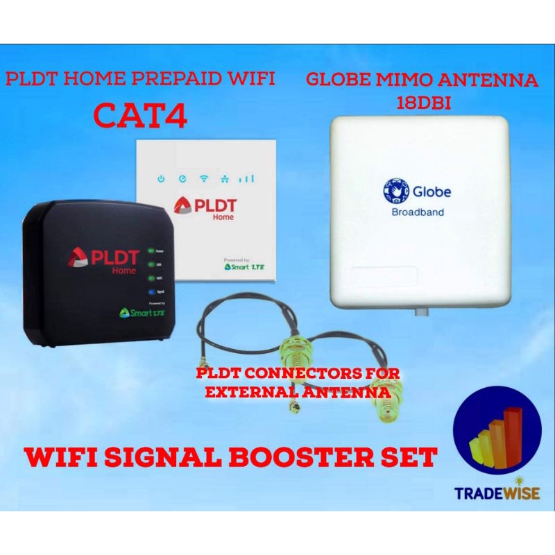 PLDT MIMO ANTENNA SIGNAL BOOSTER WITH PLDT SMART WIFI MODEM AND SMA CONNECTOR SET | Shopee ...