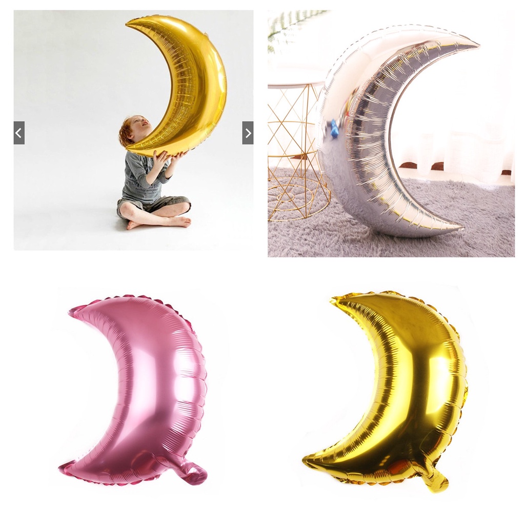 18 Inch Moon Balloon Gold Sliver Pink Foil Balloons Party Decorations ...