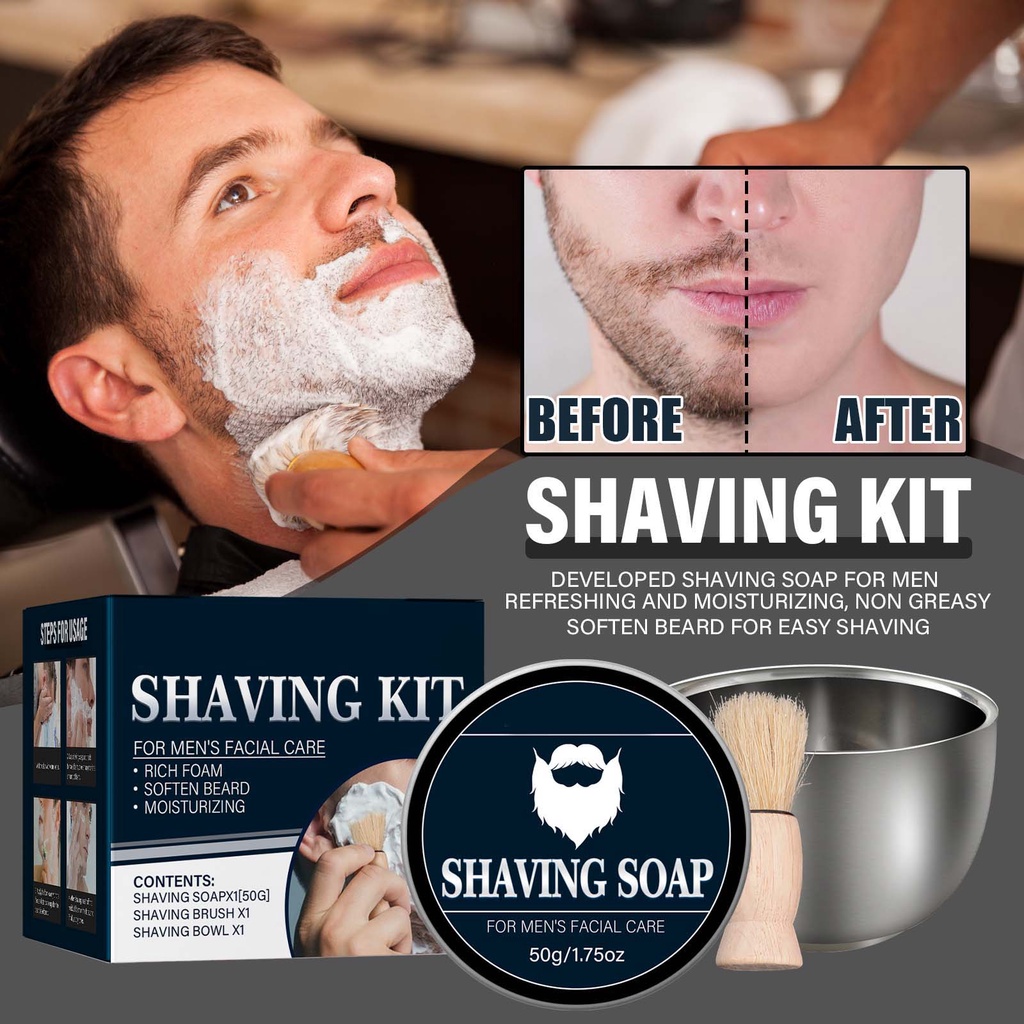 [PRASKU2] 50g/60g Men's Shaving Soap Cream Gentle in Aluminum Boxed ...