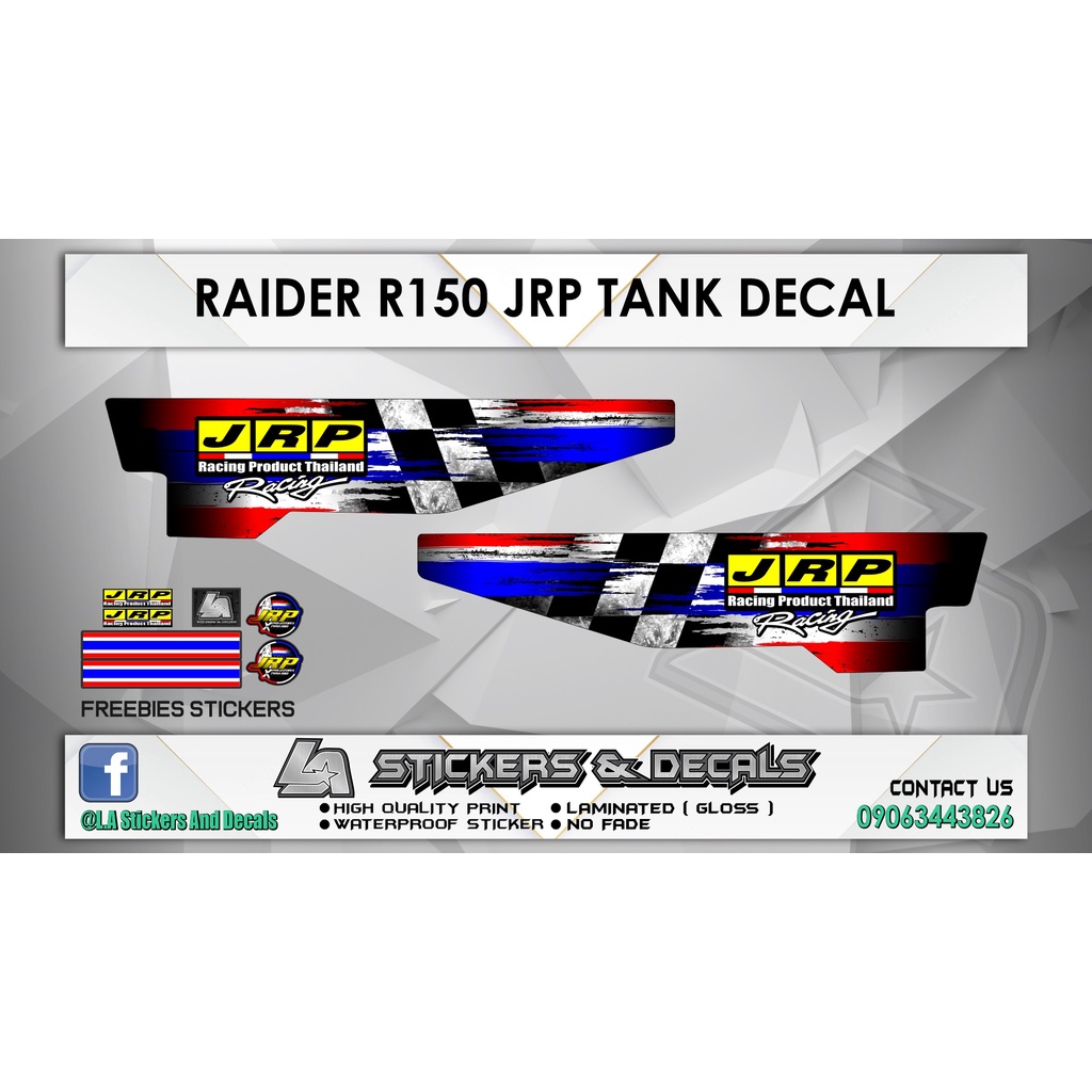 Suzuki raider 150 Gas Tank Decals Jrp design laminated with freebies ...