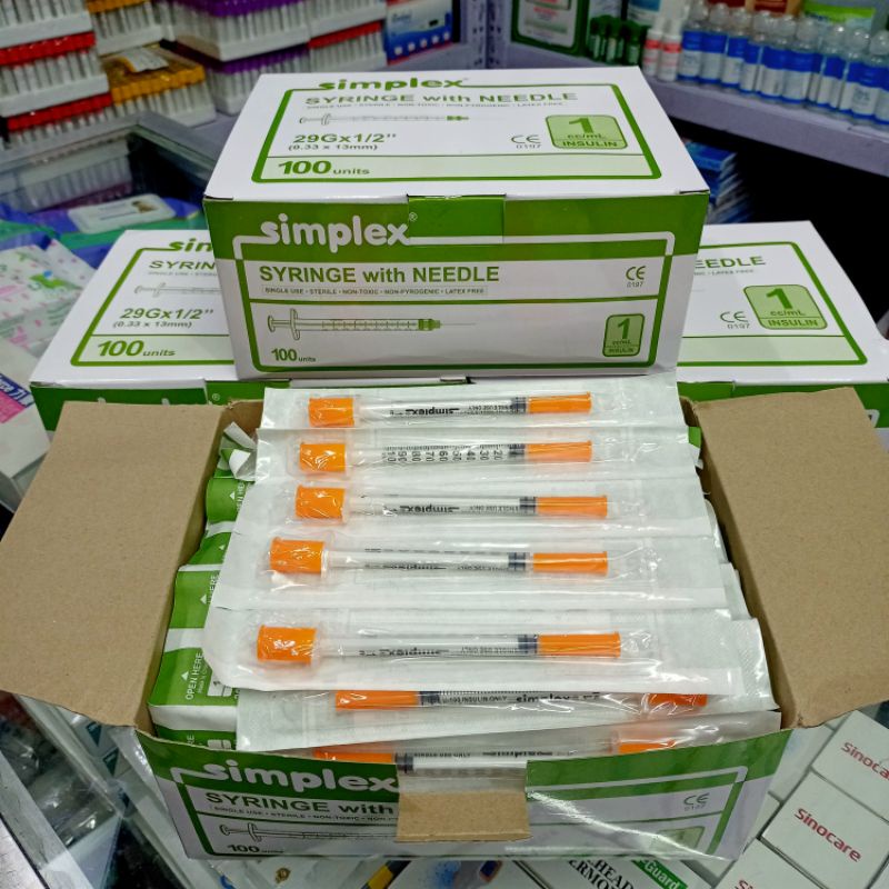 Insulin Syringe 1cc/ml - 29G x 1/2" -(.33x13mm) (100's) SIMPLEX ...