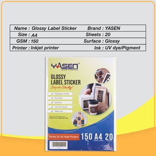 Yasen Glossy Label Sticker 150 GSM A4 | Shopee Philippines