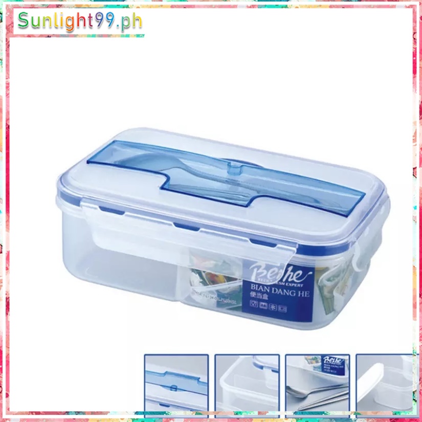 Korean 4in1 set two grid lunch box/boxs,free soup box,fork,spoon,food ...