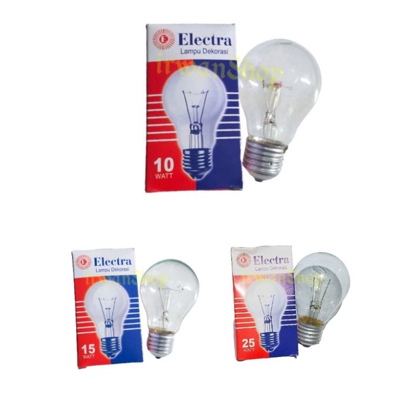 Electra Incandescent Lamp 10 Watt 15 Watt 25 Watt Elektra E27 | Shopee ...