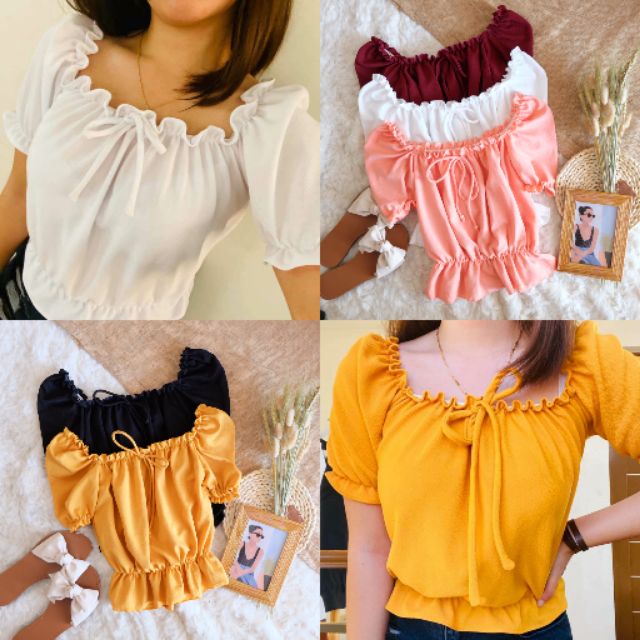 AH Puff Ribbon Blouse | Shopee Philippines