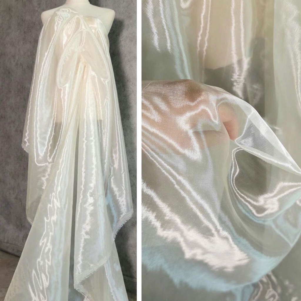 Liquid texture beige water light yarn high-gloss fabric reflective ...