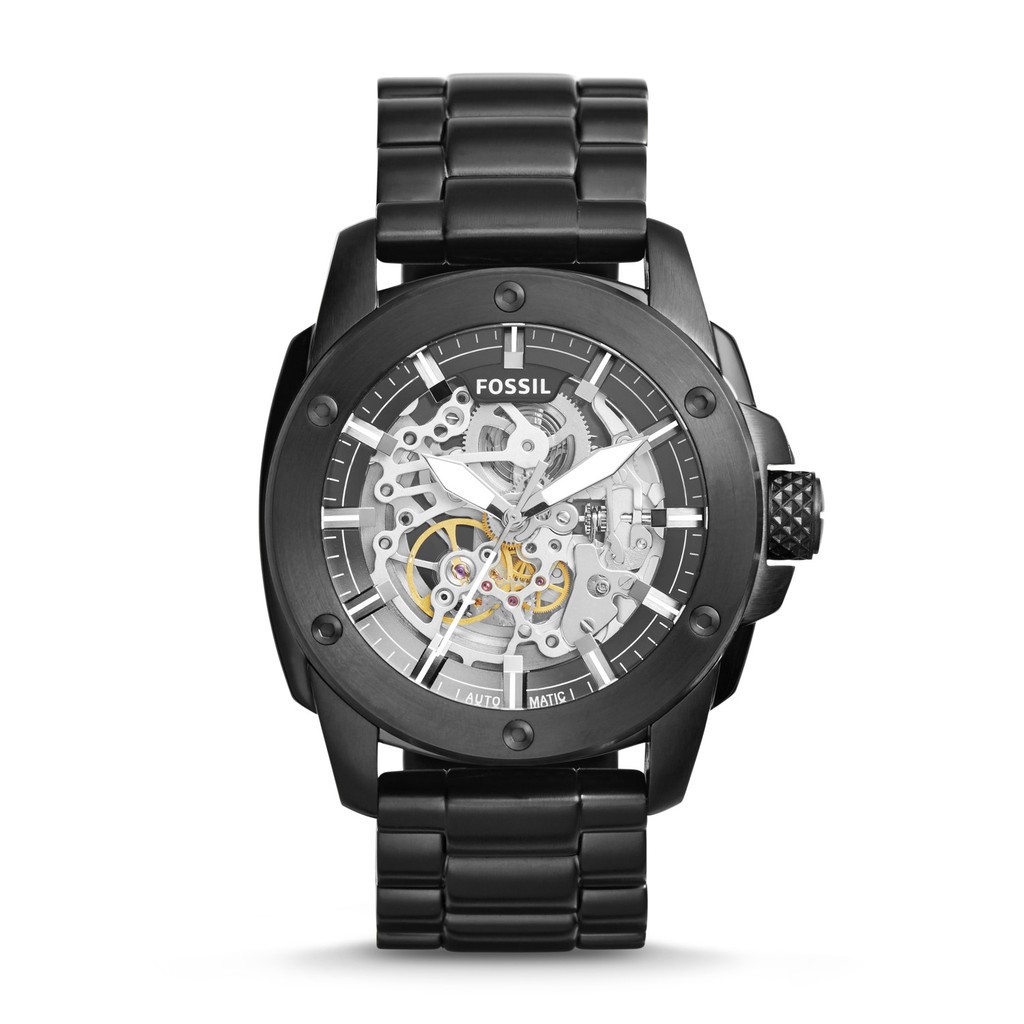 Original Fossil Modern Machine Automatic Black Stainless Steel Watch ...
