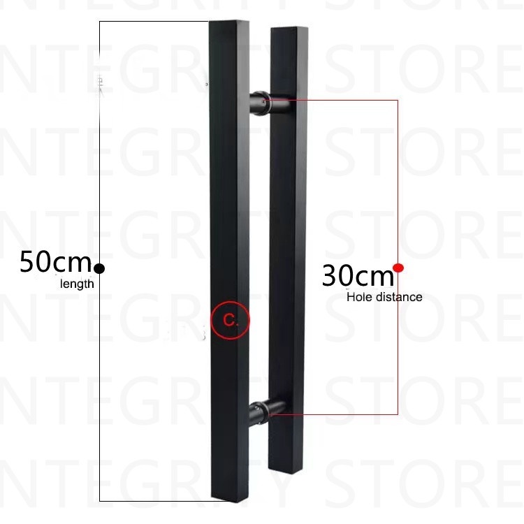 Heavy duty stainless steel frosted black push pull door handle glass ...