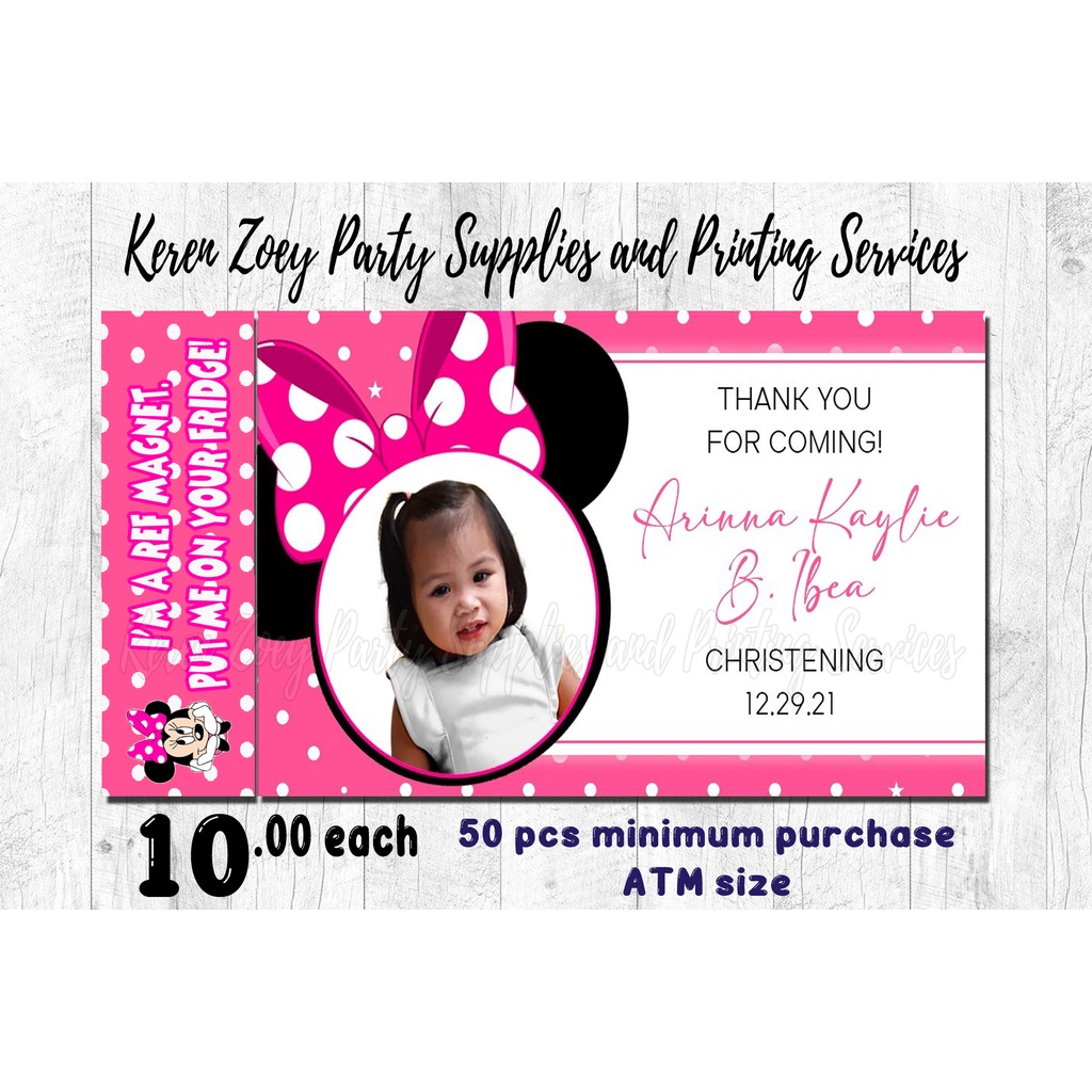 Minnie Mouse Themed Ref Magnet Souvenir for Birthday/Baptism ...