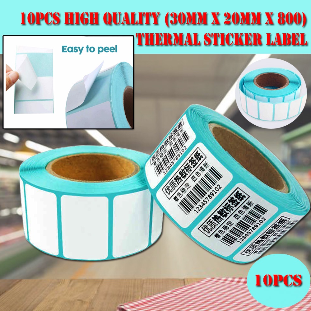 10 rolls High quality Thermal sticker label (30mm x 20mm x 800 ...