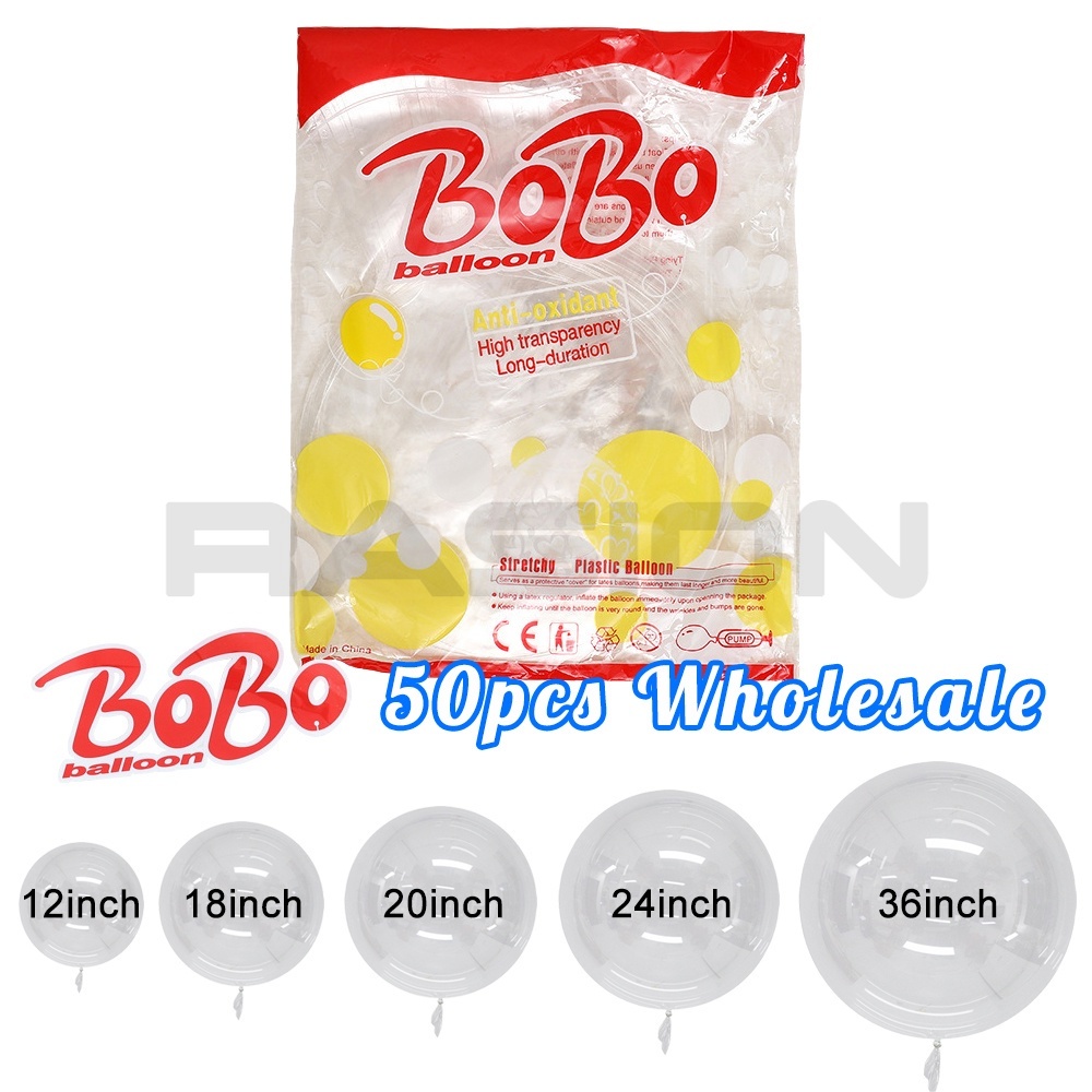 50 Pcs Bobo Balloon Set 18''20''24 Inch Clear Balloon Transparent ...
