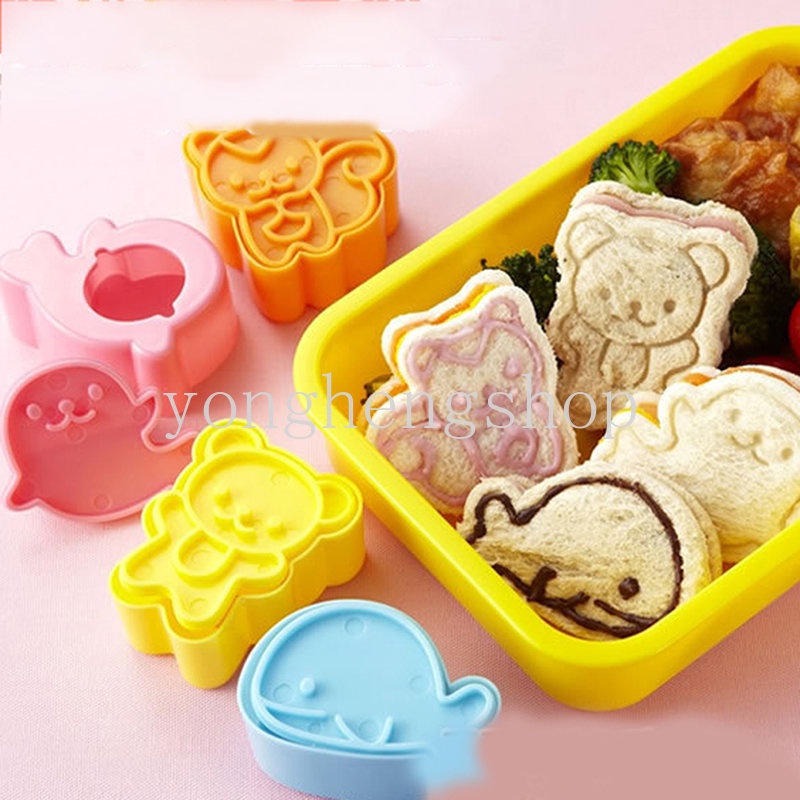 4pcs/set Cute Animal Shaped Biscuit Cookie Cutter Dolphin Seal Squirrel ...