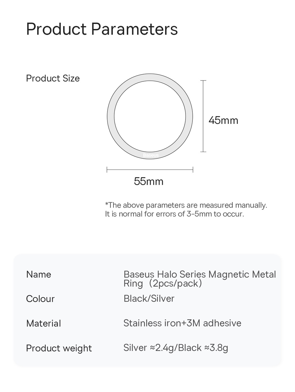 Baseus Magnetic Sticker For Wireless Charger Metal Plate Ring For ...