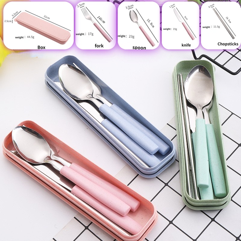 Korean style 304 Stainless Steel 3In1 Fork Spoon and Chopsticks ...