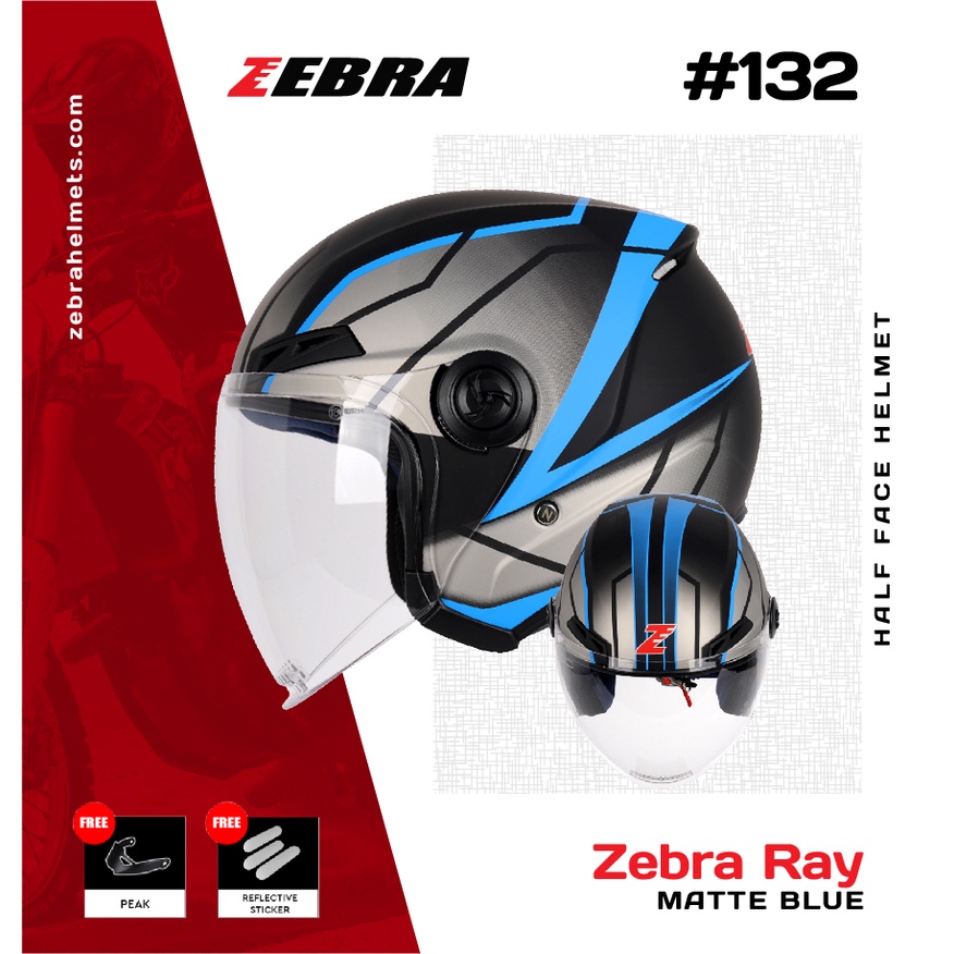 Zebra 132 Women's Half-Face Motorcycle Helmet Single Face Mask Men's ...