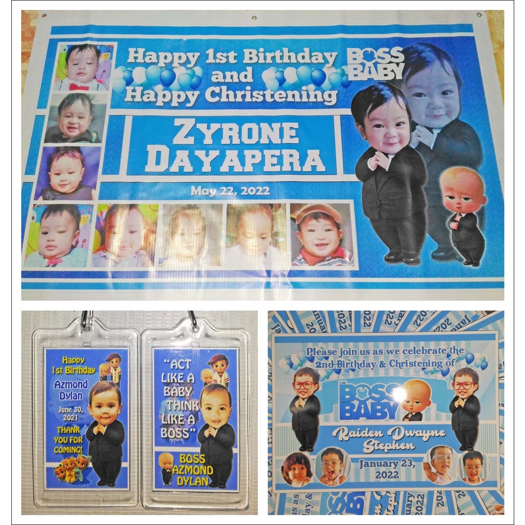 BOSS BABY FreeLayout 40pcs PARTY PACKAGE (Keychain Souvenir, Invitation ...
