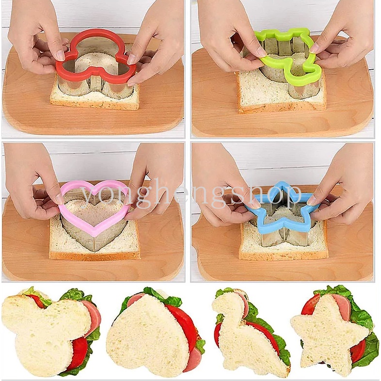 Cartoon Sandwich Cutter Dinosaur Star Heart Shaped Stainless Steel ...
