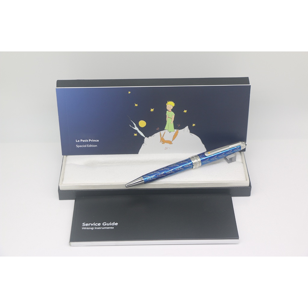 Mont Little Prince Pilot Ballpoint Pen Blue body silver trim engrave ...