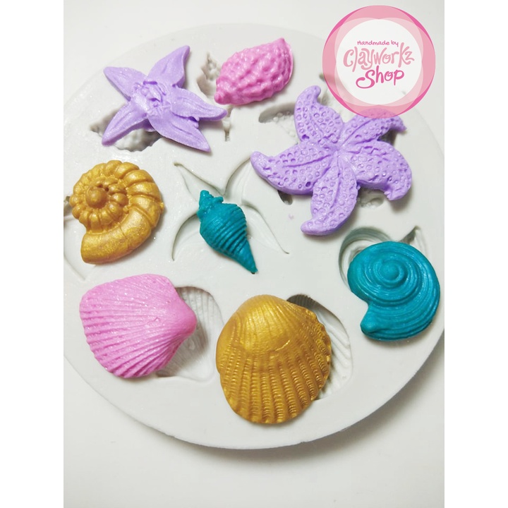 SeaShells Nautical Shaped Silicone Mold for Polymer Clay Air dry Clay ...
