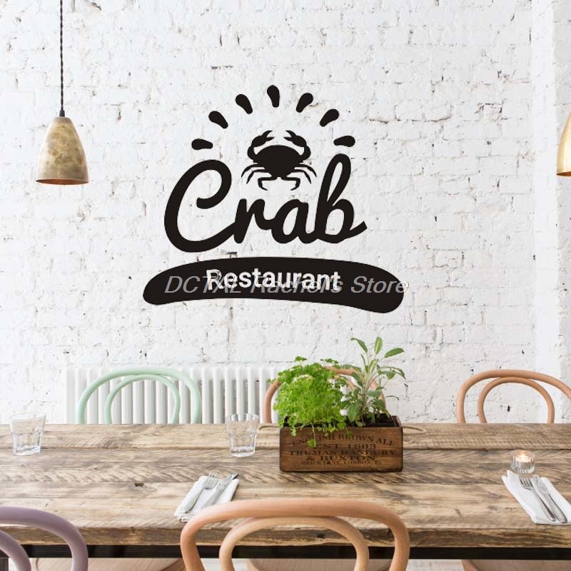 Seafood Restaurant Decor Crab Vinyl Wall Decal Kitchen Dining Room ...