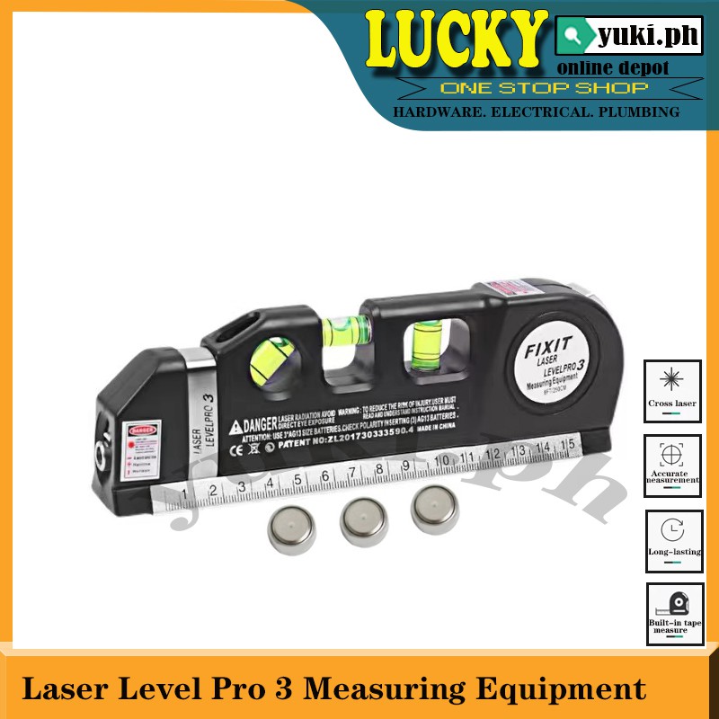 MULTIPURPOSE LASER LEVEL PRO 3 MEASURING EQUIPMENT (8FT/250CM) | Shopee ...