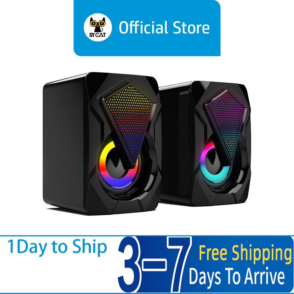 Speaker RGB Computer Speaker For PC Computer Desktop Speakers Portable ...
