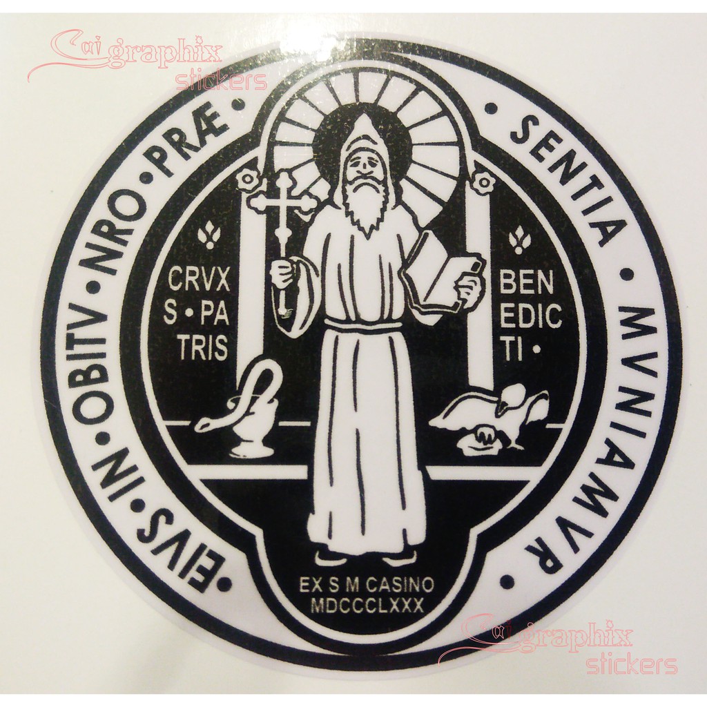 St. Benedict Design 1 Customized Printed Vinyl Sticker | Shopee Philippines