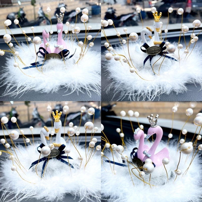 Flamingo/Angsa Couple Crown Car Dashboard Display Plus Premium Material ...