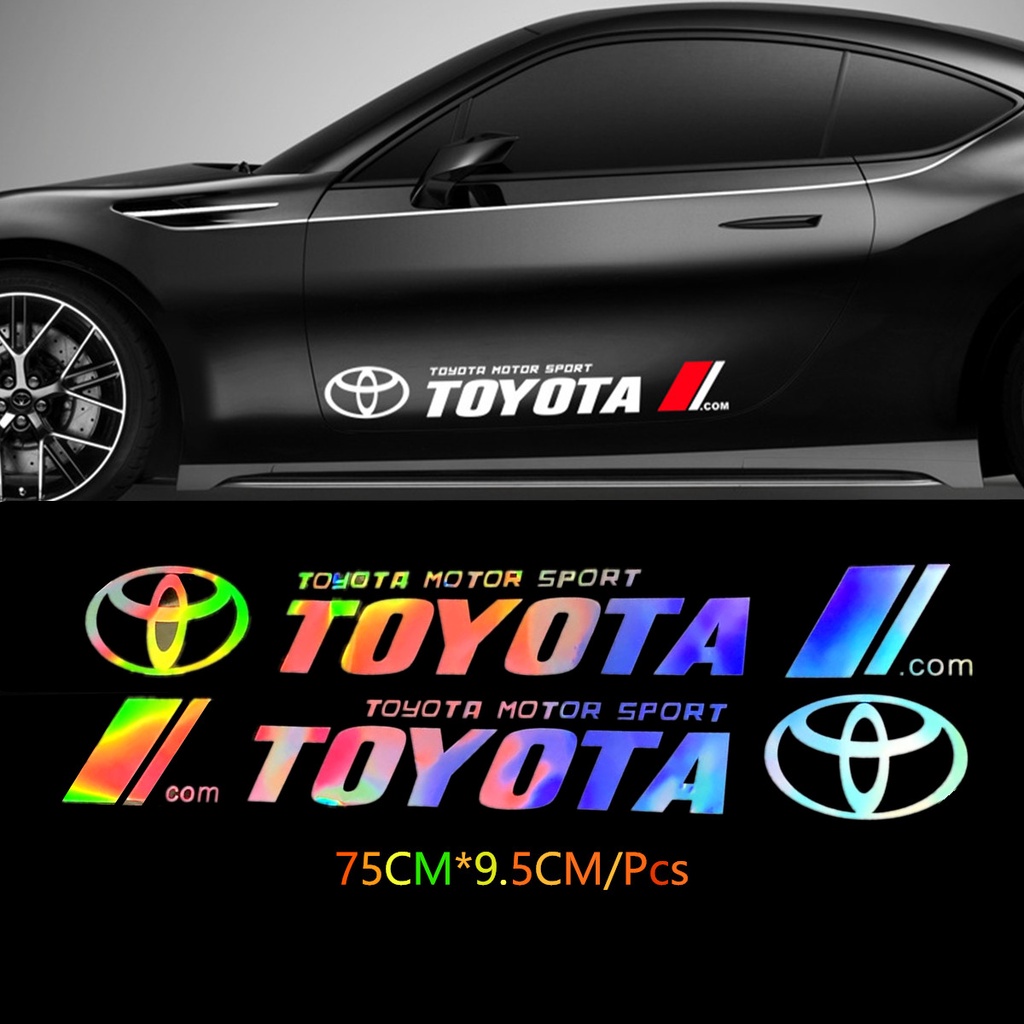 2Pcs Toyota Sticker Car Laser Decoration Body Side Sticker Door Flower ...