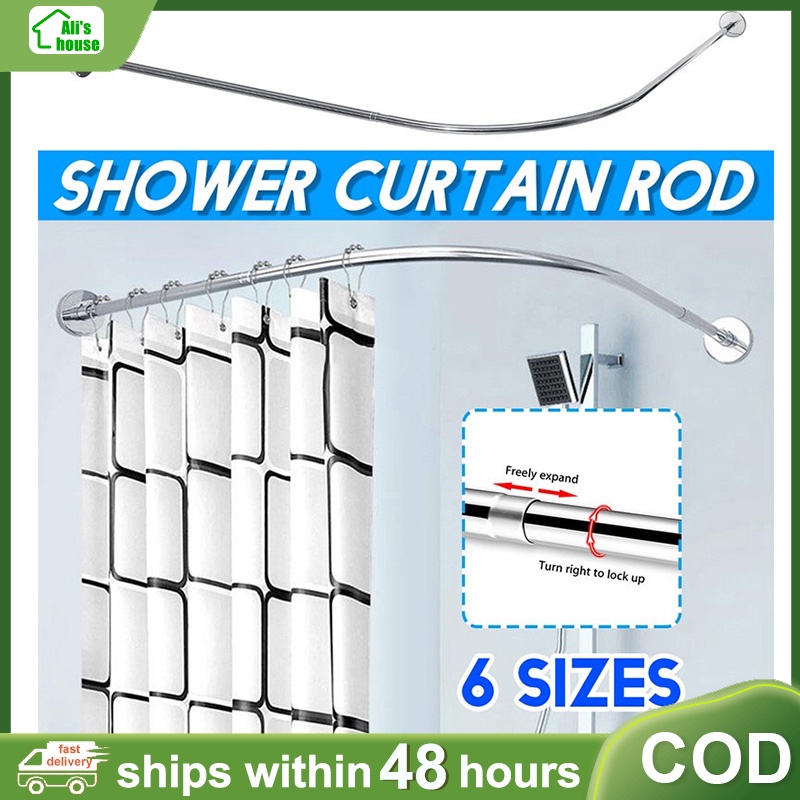 New Stainless Steel Adjustable Curved Shower Curtain Rod Bathroom Rod A ...