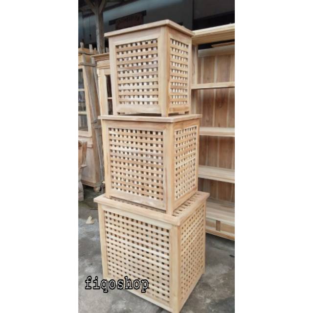 KAYU Laundry Laundry Box, Raw Teak Wood Clothes Box, Jepara Furniture ...