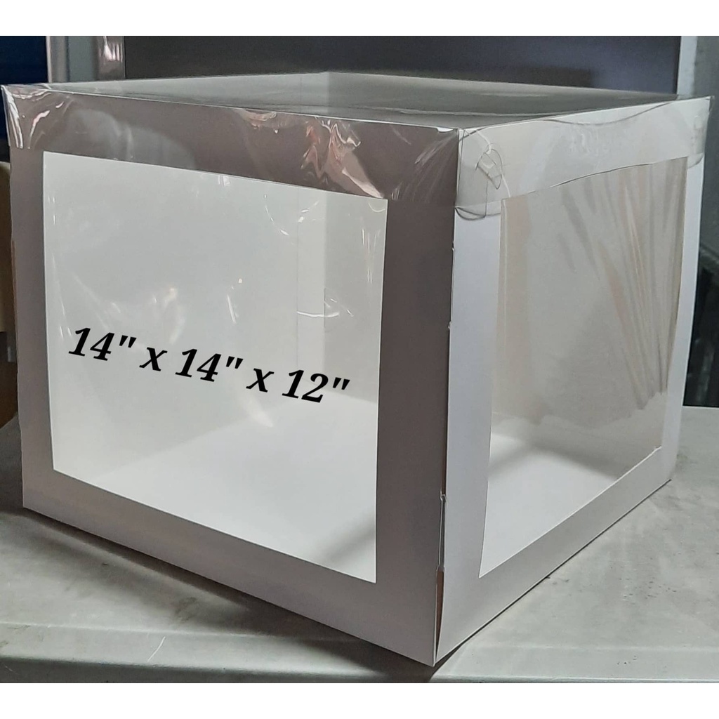 14x14x12 Pure White Tall Cake Box w/ acetate (top and 2 sides) | Shopee ...