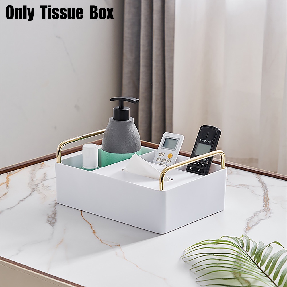 Desktop Tissue Box 4 Compartment DIY Living Room With Handle Storage ...