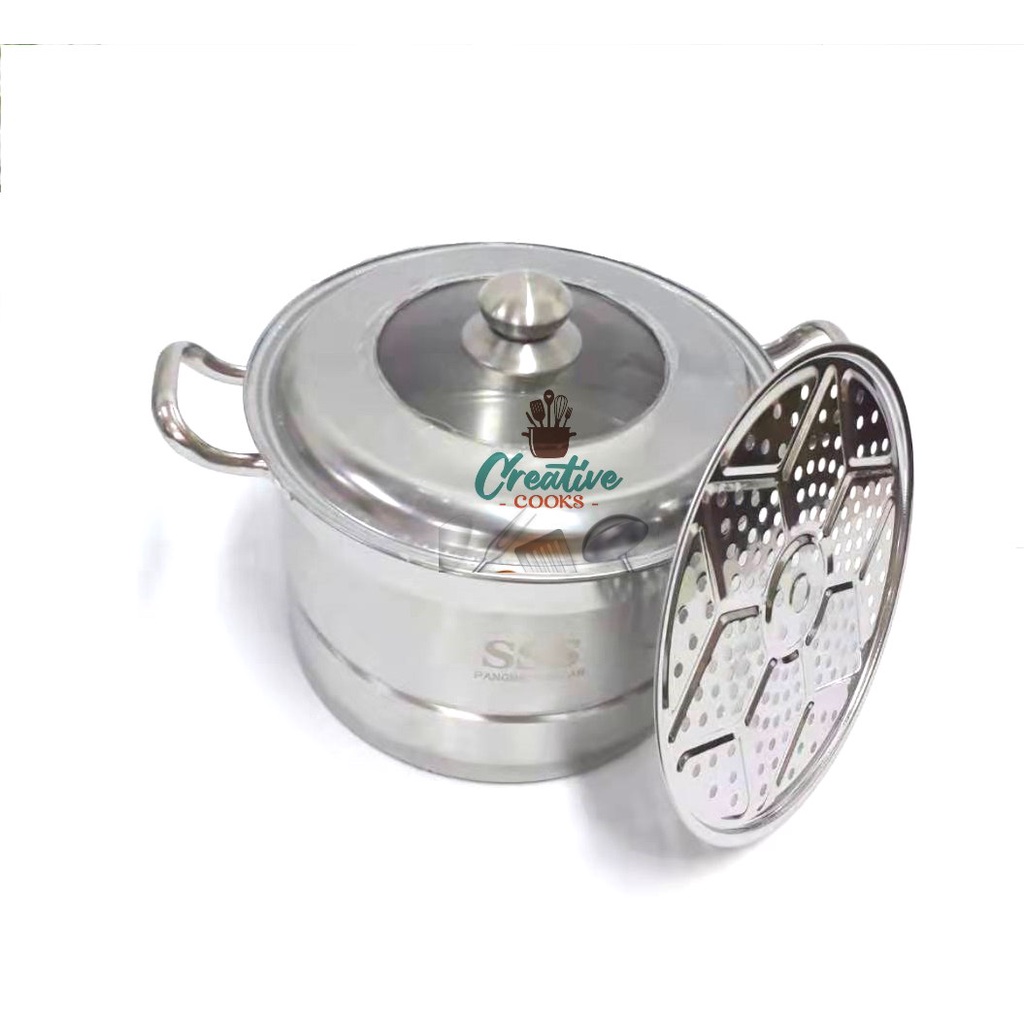 Food Grade Stainless Steel High Pot with Steamer Kaserola 30cm (5855 ...