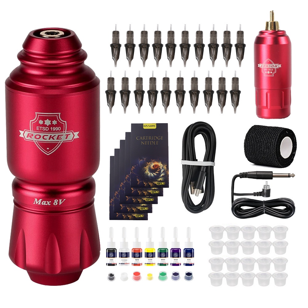 Professional Mini Rocket Pen Tattoo Set with Japan Motor Wireless ...