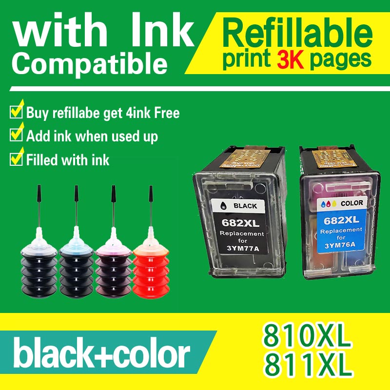 hp 682 ink hp 682xl black hp682 refillable ink cartridge compatible for ...