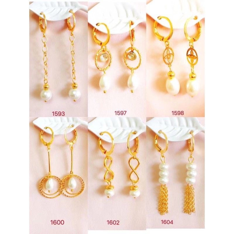 4pairs p99 assoted 14k gold plated Bangkok gold earrings for women ...