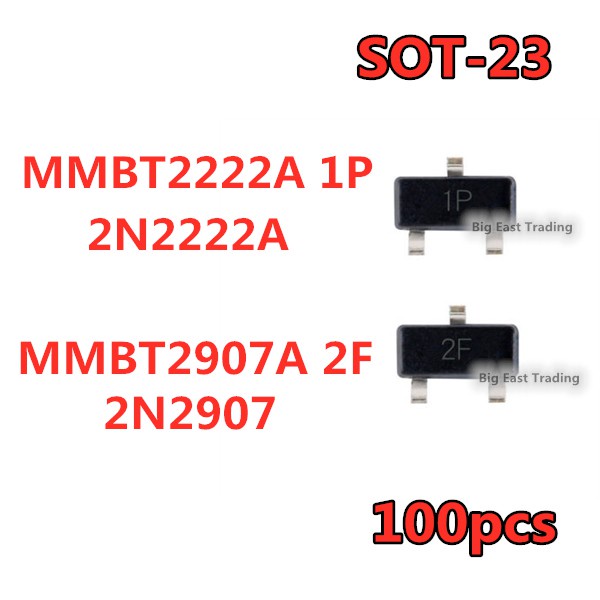 100pcs 2N2222A 1P SOT-23 2N2222 MMBT2222A MMBT2907A 2N2907A 2F 2N2907 SOT23 SMD NPN Transistor ...