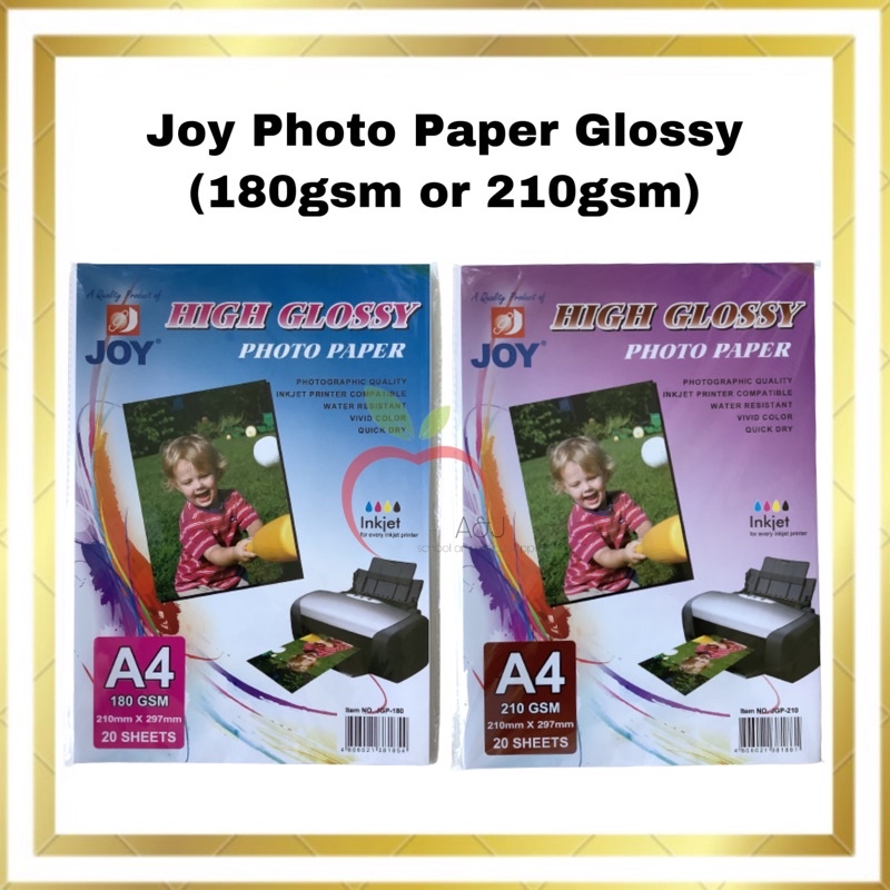 Joy Photo Paper Glossy 180/210gsm 20sheets per pack | Shopee Philippines