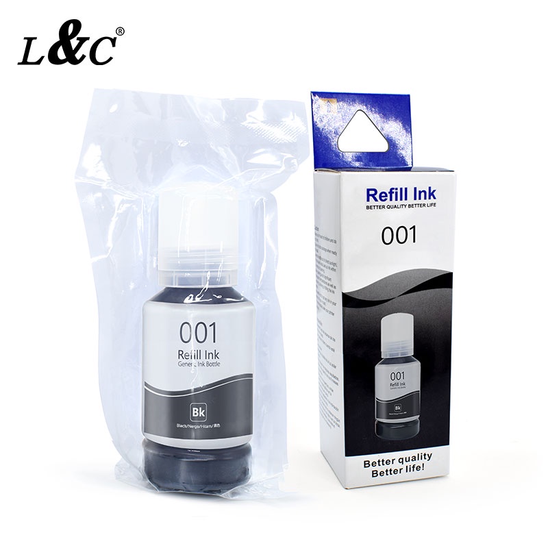 L&C Refill 001 Ink Black Dye Ink For Epson Printer L4150 L4160 L6160 ...