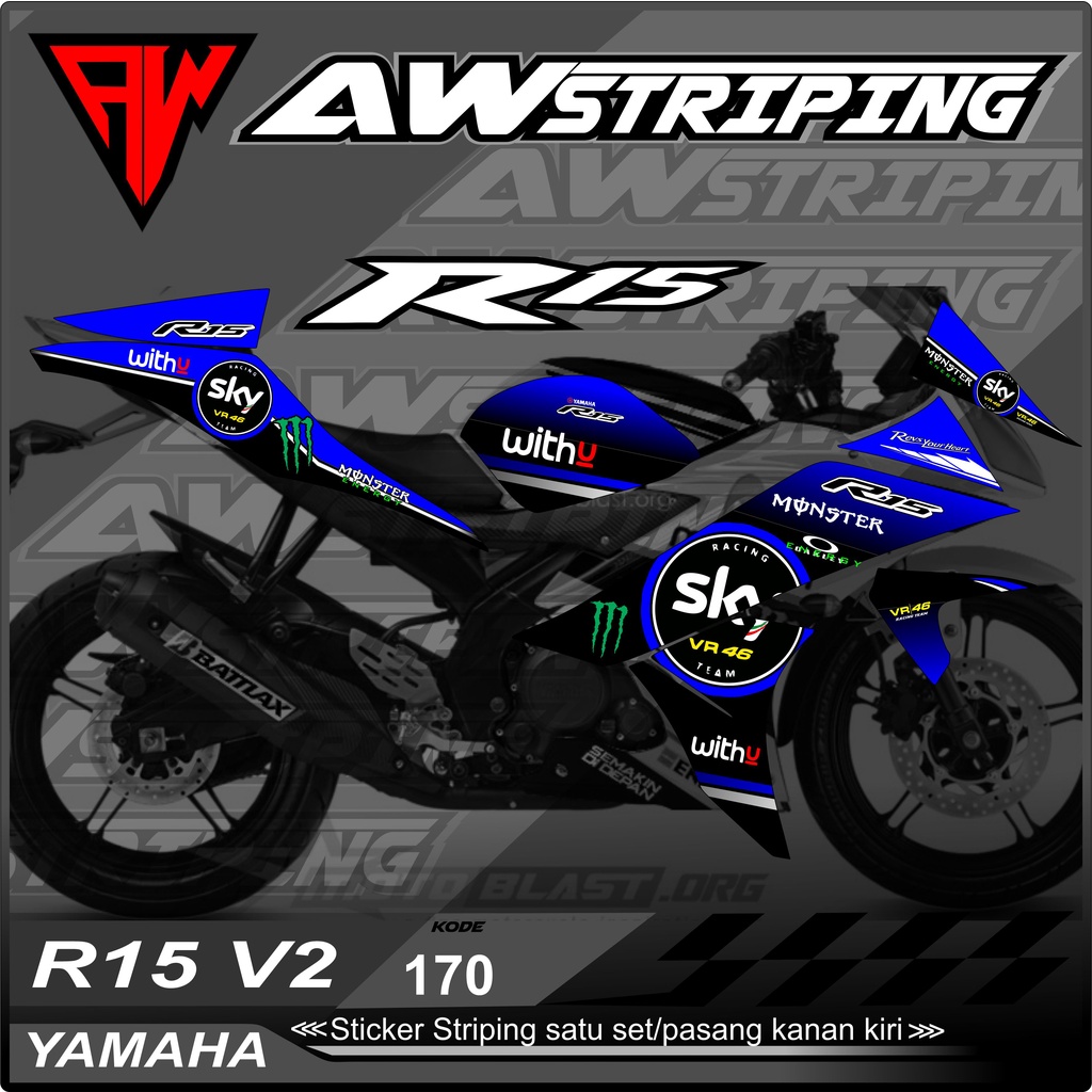 Sticker Striping Yamaha R15 v2 List Design racing Semi Full - Sticker ...