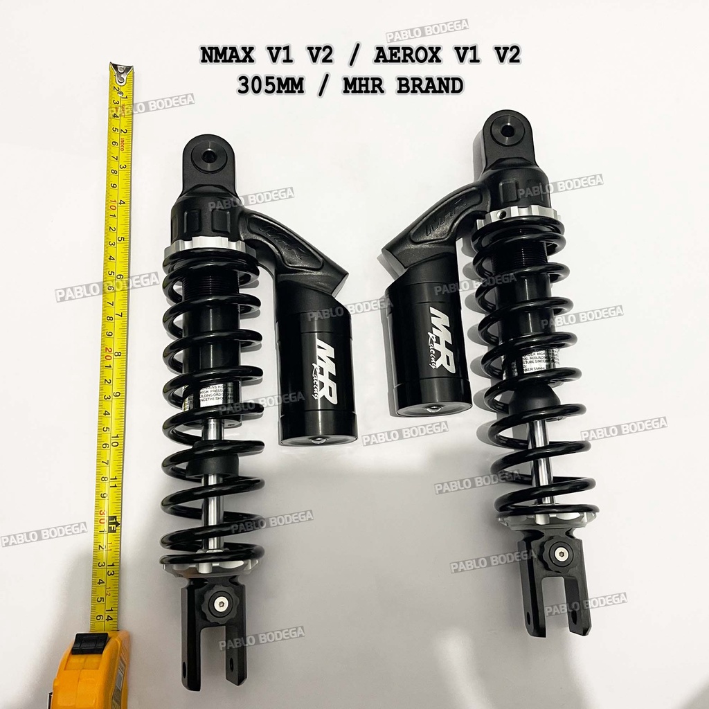 Yamaha NMAX AEROX V1 V2 Rear shock absorbers 2pcs with Baso style BLACK BLACK 305mm MHR brand ...