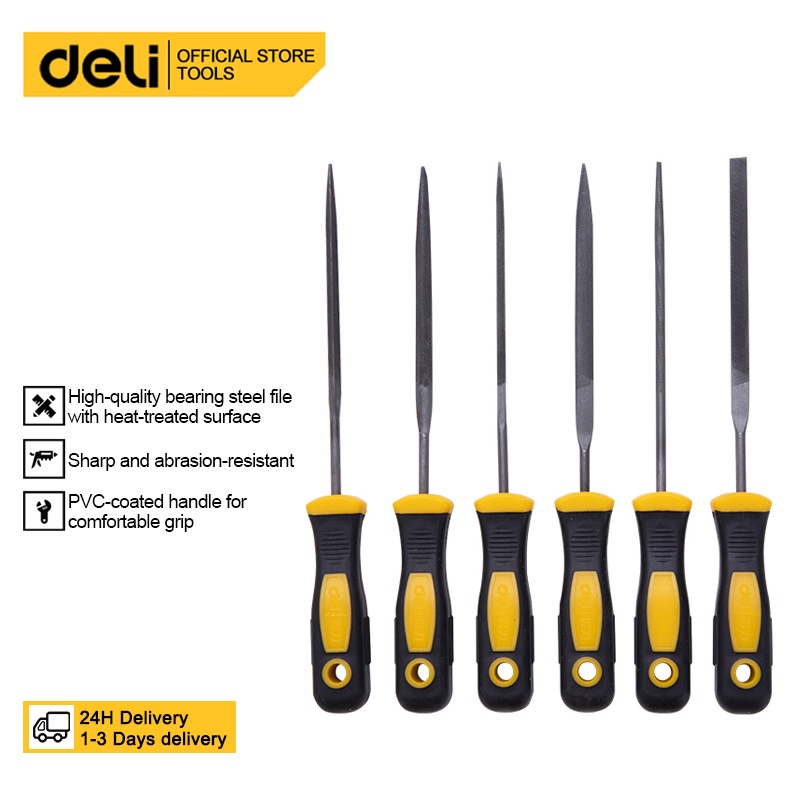 Deli 6PCS Metal File Set Hand File Set Kit 3x140mm Wood Rasp Grinding ...