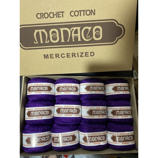 3ply (Per BOX )Monaco Mercerized Crochet cotton 12 balls (single color ...