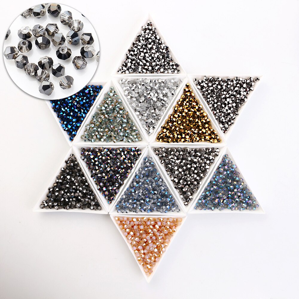 ZhuBI 2/3mm Crystal Jewelry Beads Bicone Loose Beaded Plated Glass ...