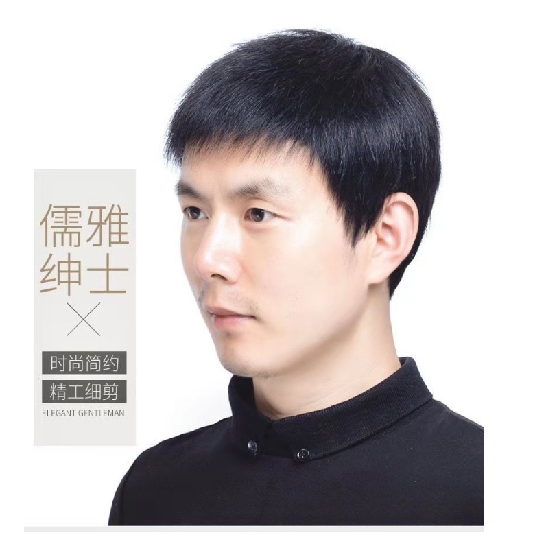 Men's Real-Human Hair Middle-Aged Elderly Wigs Real Human Natural ...