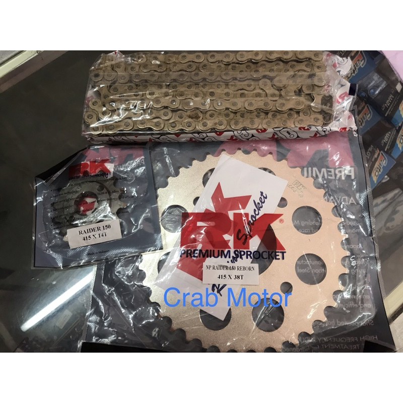 RK Racing Sprocket Set Raider 150 Fi (415) Nickel Sprocket / Gold Chain ...