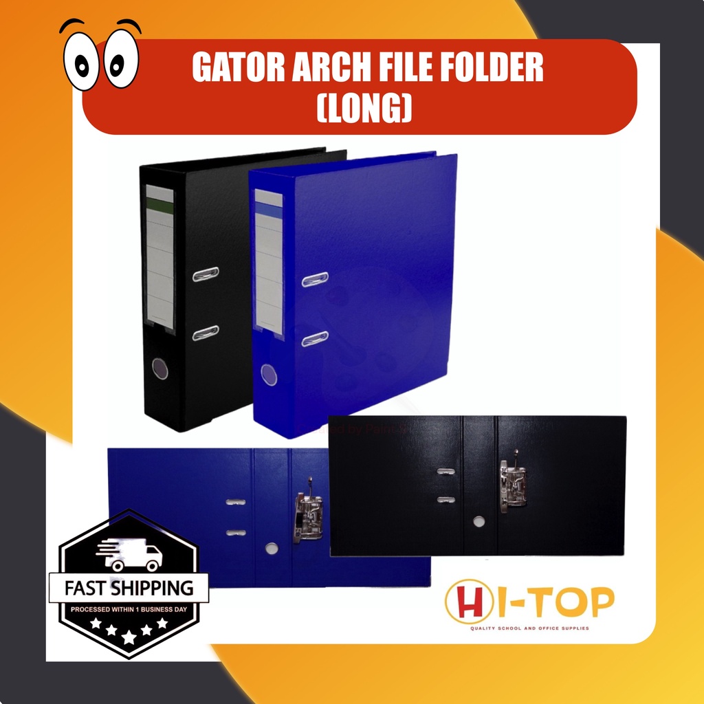 Arch File Folder LONG l 2 Ring Lever Type l SIDE CLIP THICK DURABLE l 2 ...