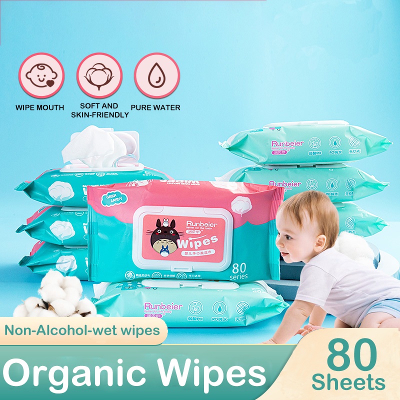 Candy Online Organic Baby Wipes 80pcs per pack (Non-Alcohol-wet wipes ...